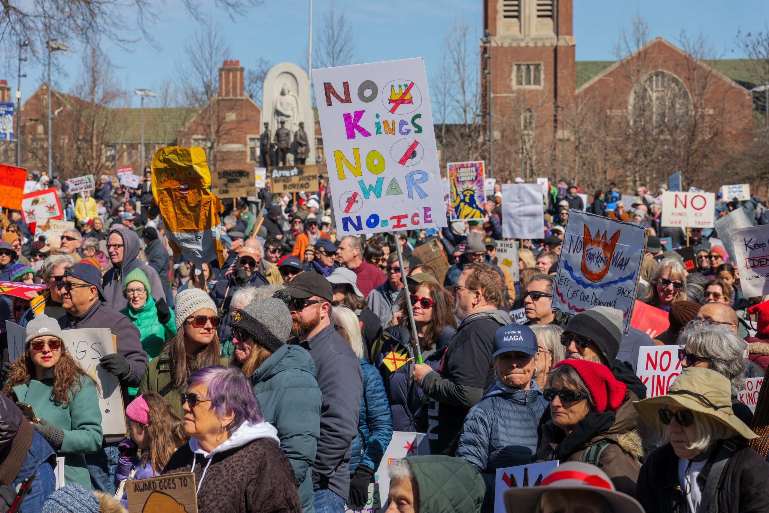 Thousands march down Lake Street at latest anti-Trump ‘No Kings ...